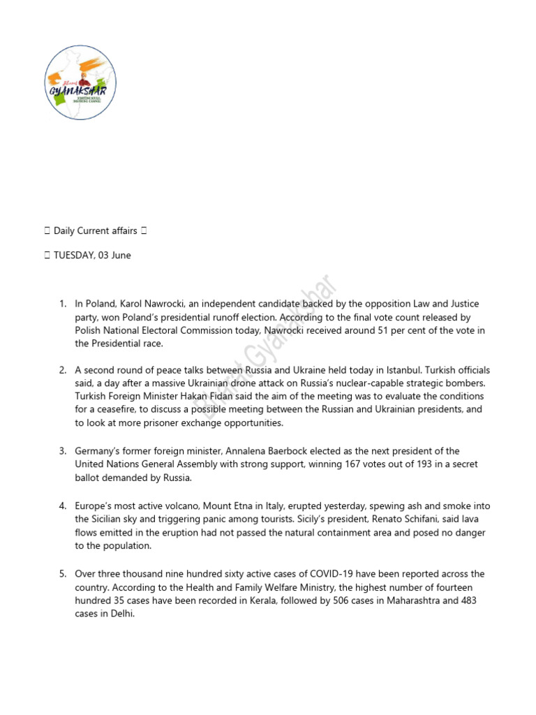 Daily Current Affairs 03.6.25 | PDF