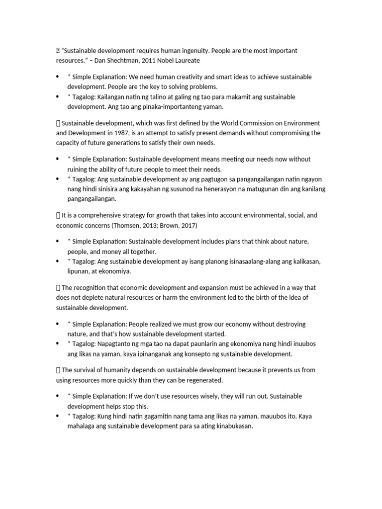 Sustainable Development in Tagalog | PDF | Sustainable Development ...