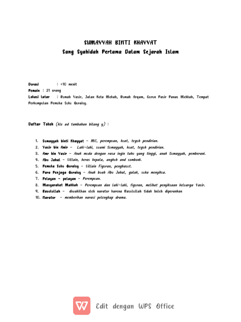 Sumayyah Binti Khayyat (B-1 | PDF