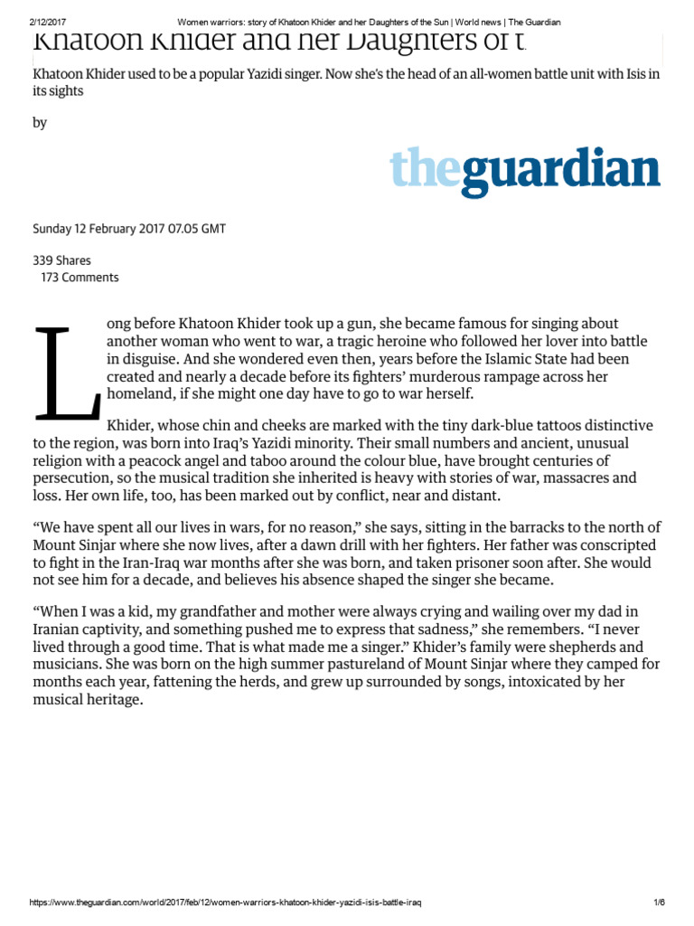 Women Warriors - Story of Khatoon Khider and Her Daughters of The Sun - World News - The ...