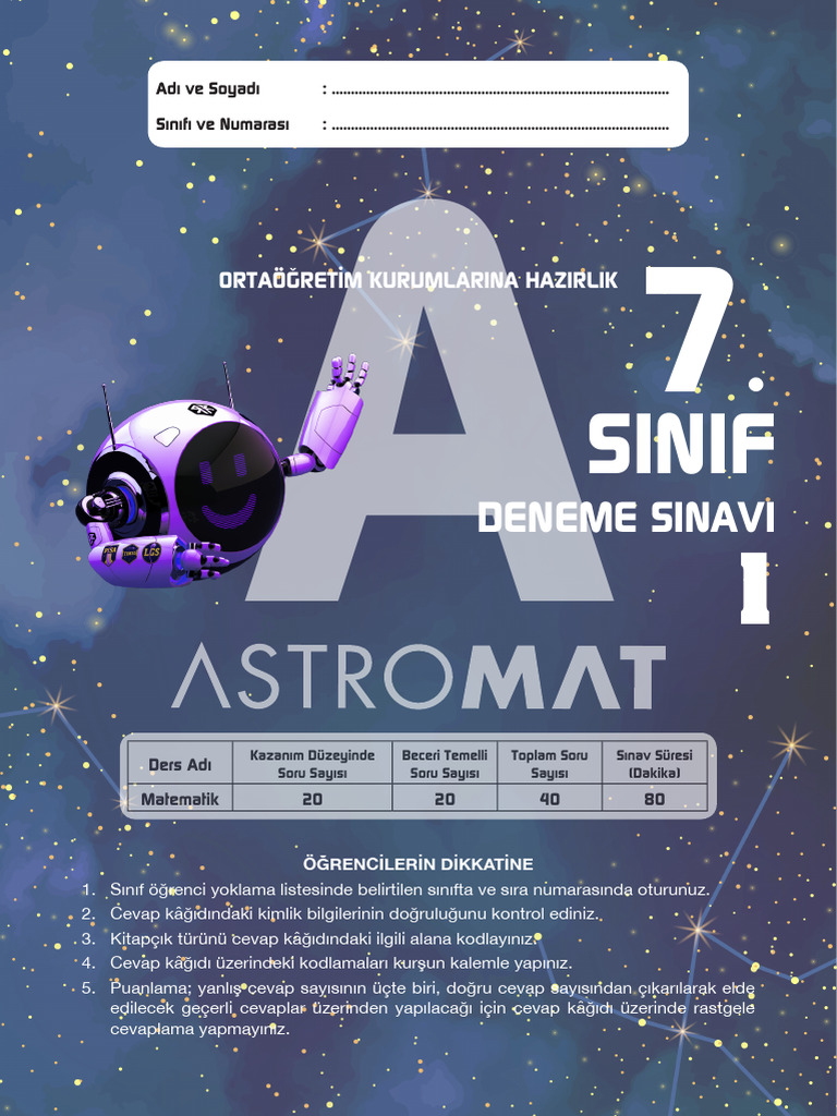 Astromat 7.sınıf Matematik KDS 1 | PDF