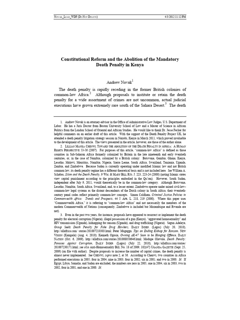 Abolishing the Death Penalty in Kenya | PDF | Eighth Amendment To The ...