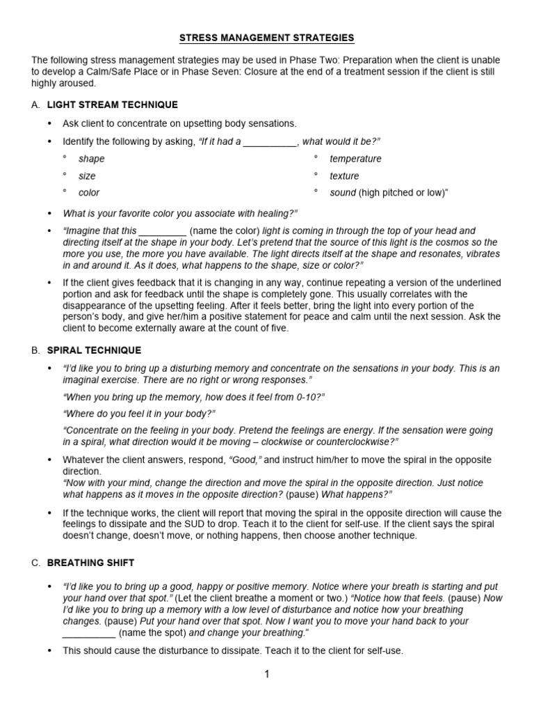 Stress Management Techniques Guide | PDF | Breathing | Stress (Biology)