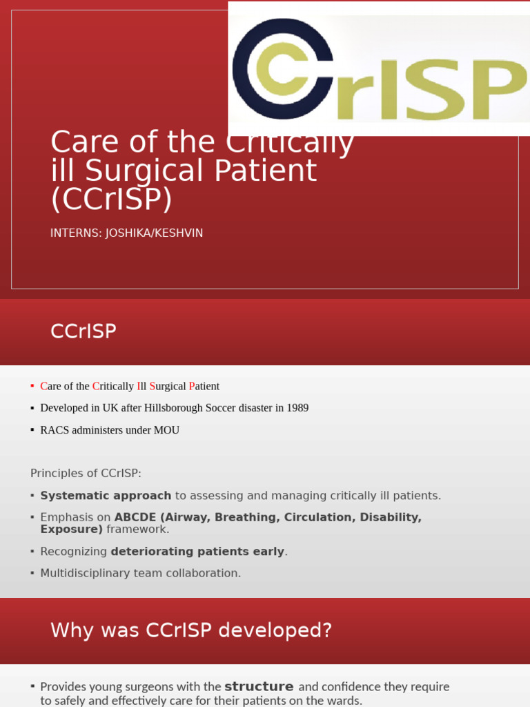 CCrISP: Managing Critically Ill Surgical Patients | PDF | Intensive ...