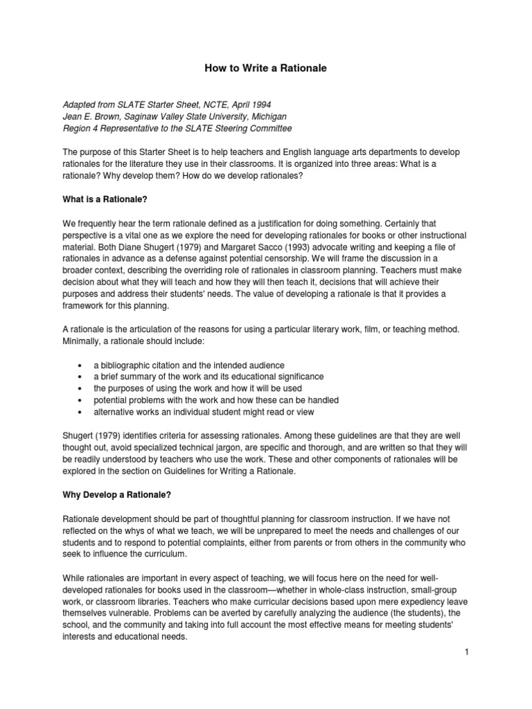 Rationale How To Write | PDF | Curriculum | Censorship