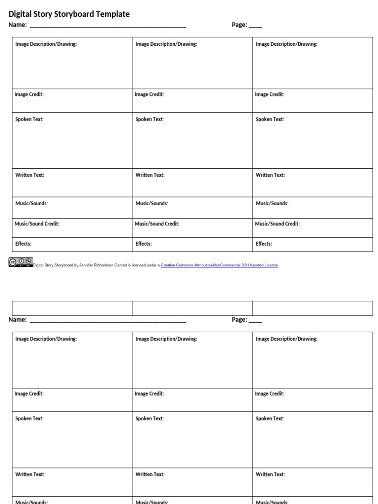 Digital Storyboard Template for Students | PDF | Creative Commons License