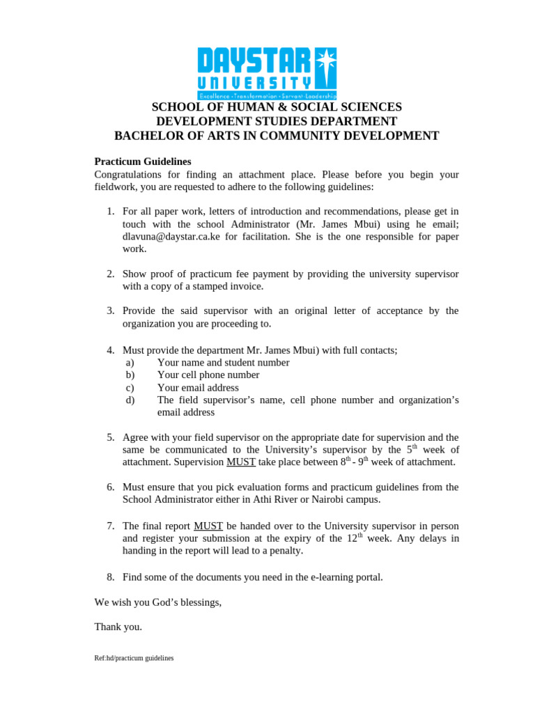 Practicum Guidelines 1 | PDF
