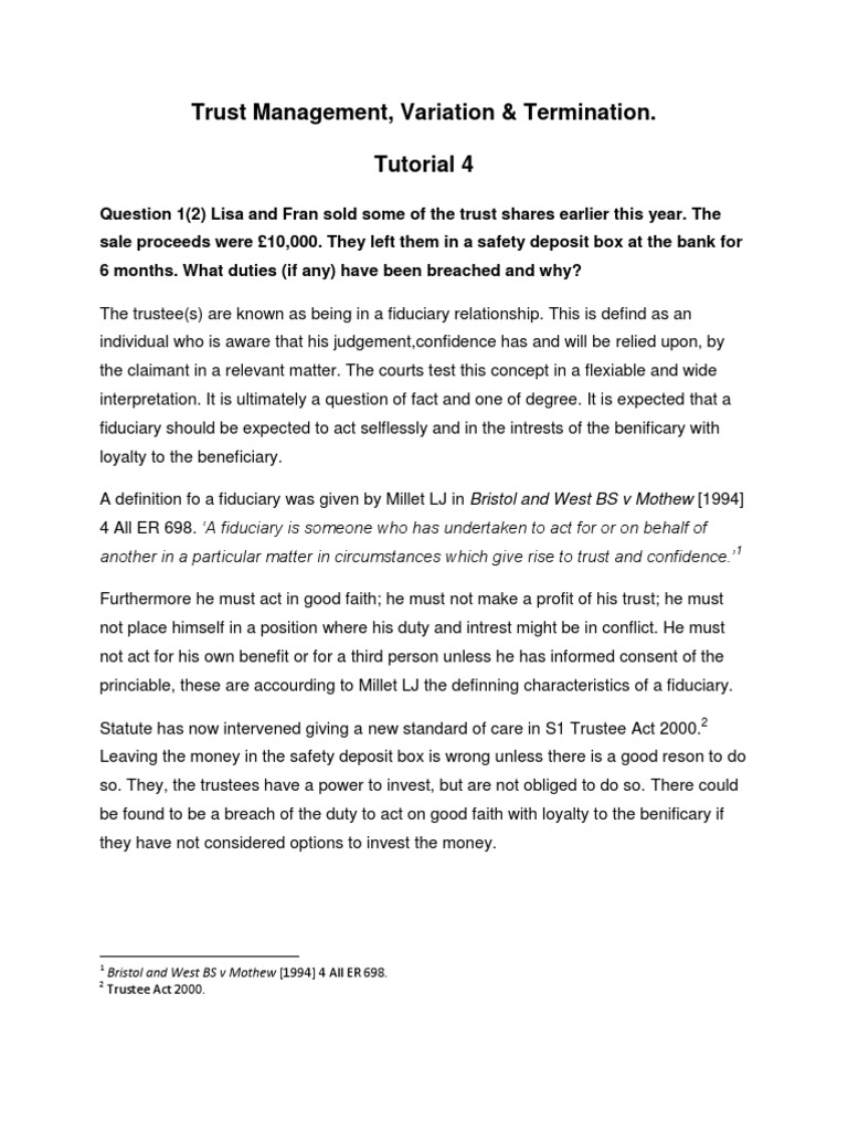 Trust Management Essay | PDF | Trust Law | Fiduciary