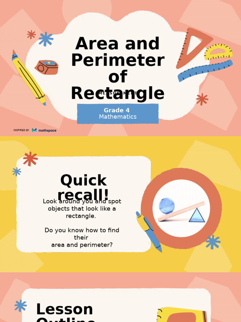 Area and Perimeter of Rectangles Education Presentation in Pink Blue ...