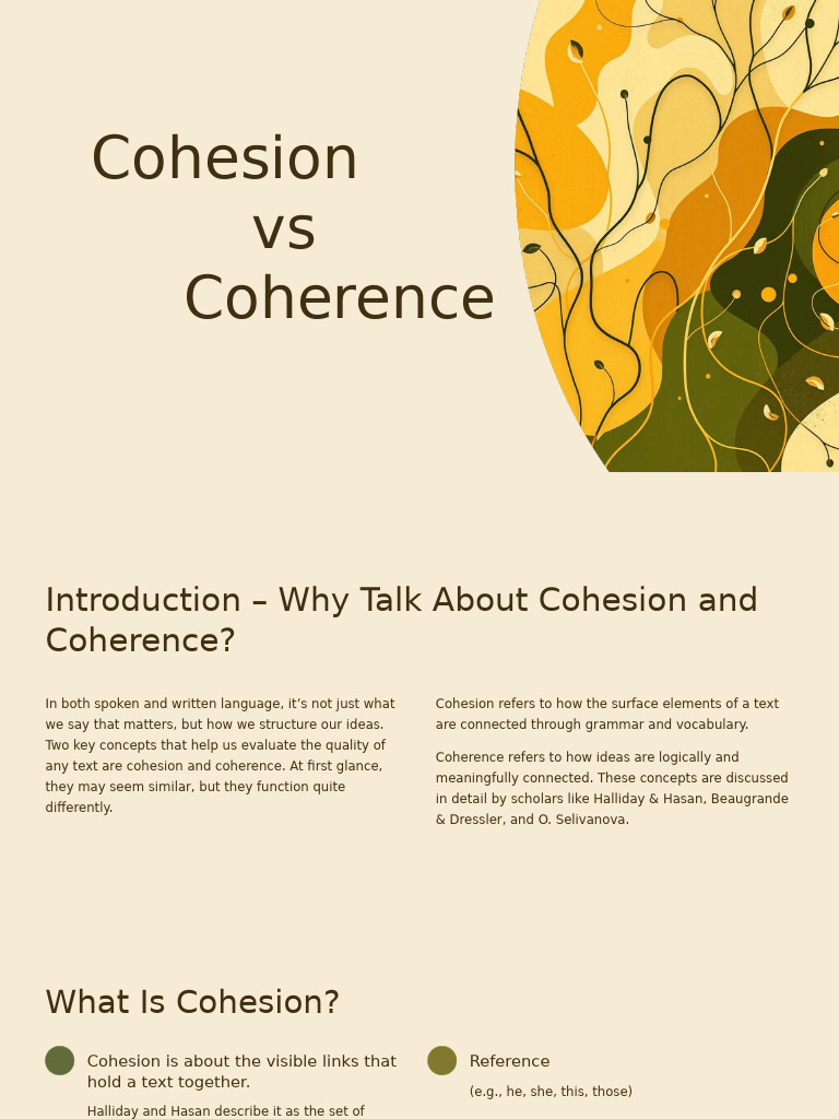 Understanding Cohesion and Coherence | PDF | Linguistics | Cognition