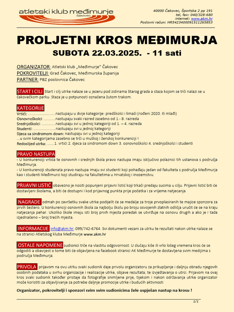 013-2025 RASPIS Proljetni Kros | PDF