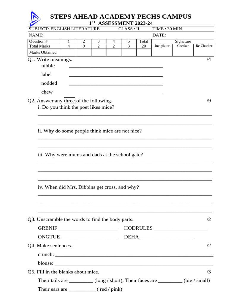 2023 24 1stasst Eng2 Lit | PDF