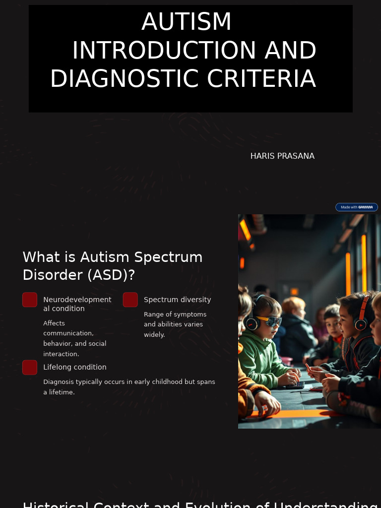 Autism Introduction and Diagnostic Criteria: Haris Prasana | PDF