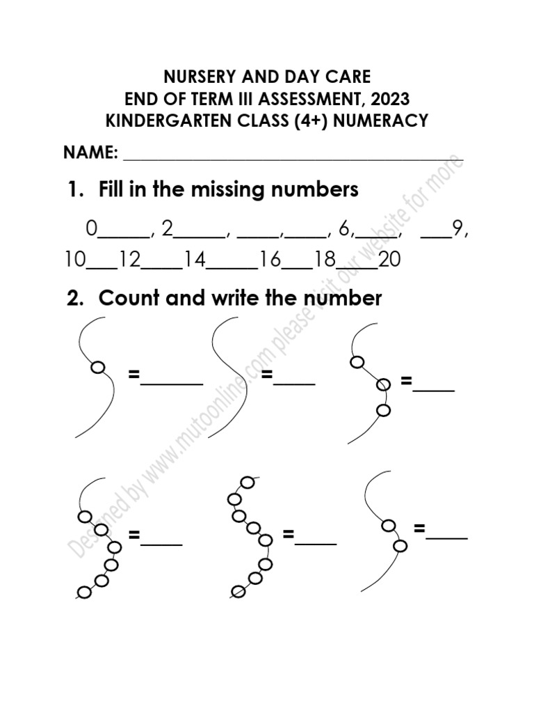 Kindergarten End of Term III Assessment | PDF