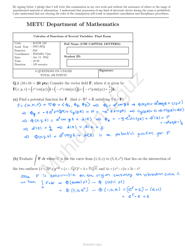 Math 120 2023-1 Final SOLUTIONS-web - Unlocked | PDF | Calculus ...