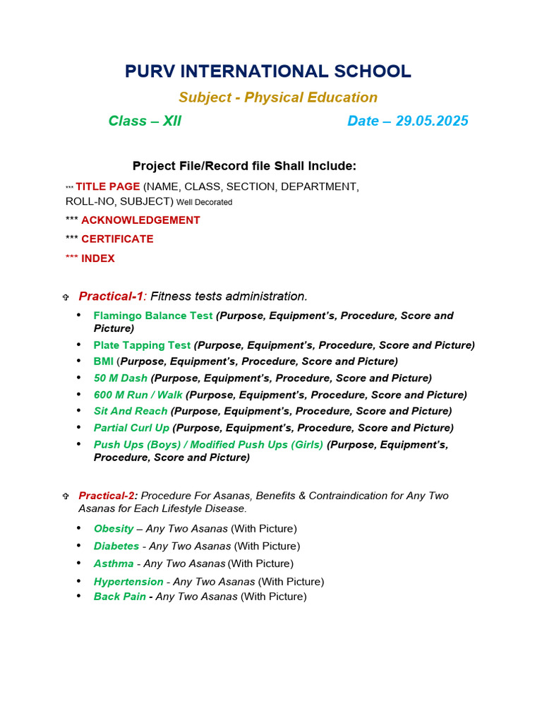 Xii P.ed Project File 2025-26 | PDF