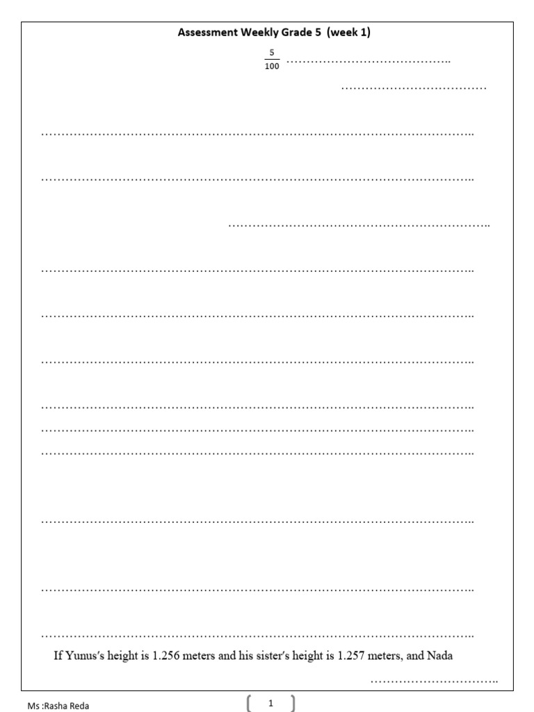 Assessment Weekly Grade 5 | PDF | Litre | Subtraction