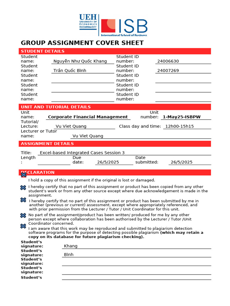 GroupAssignmentCoverSheet ISB | PDF