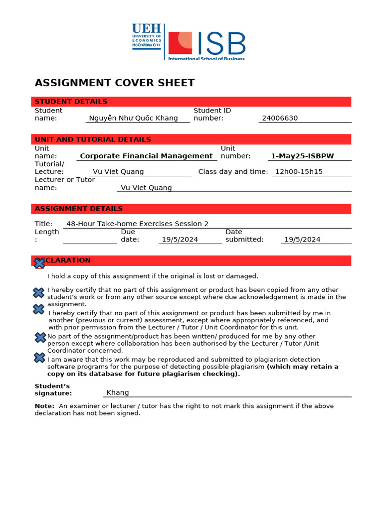 IndividualAssignmentCoverSheet ISB | PDF
