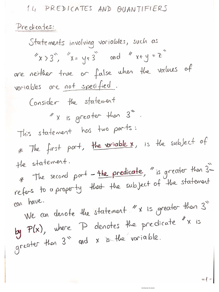 MATH2103 {2} Predicates and Quantifiers - AYI | PDF