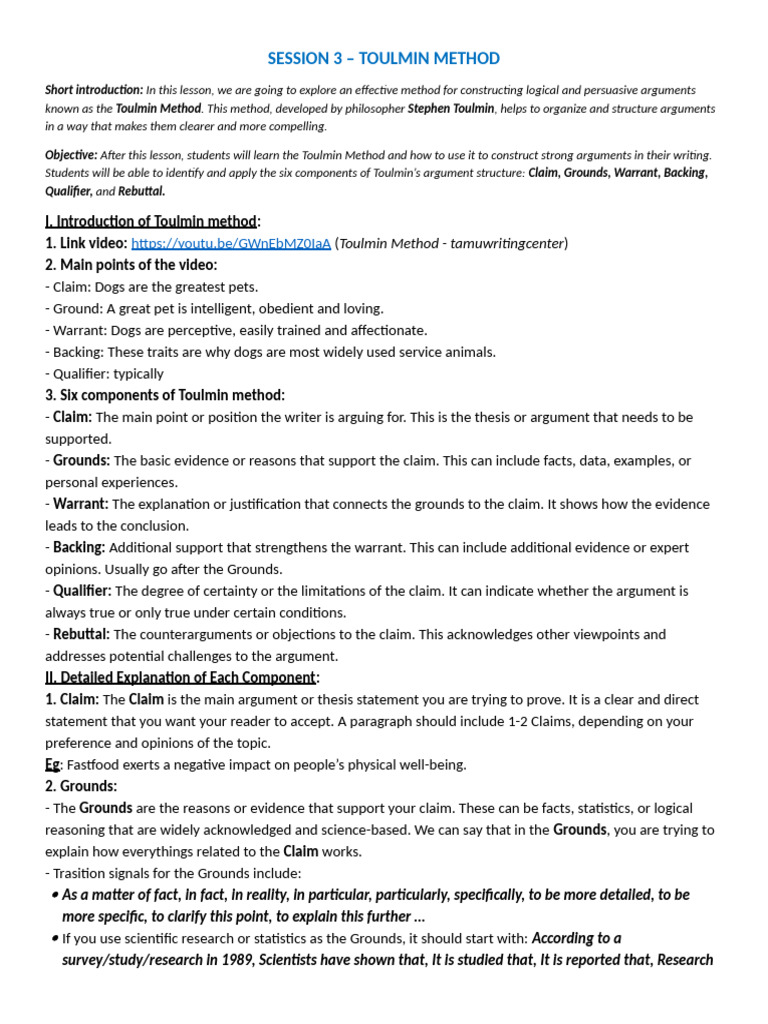 Session 3 - Toulmin Method | PDF | Argument | Cardiovascular Diseases