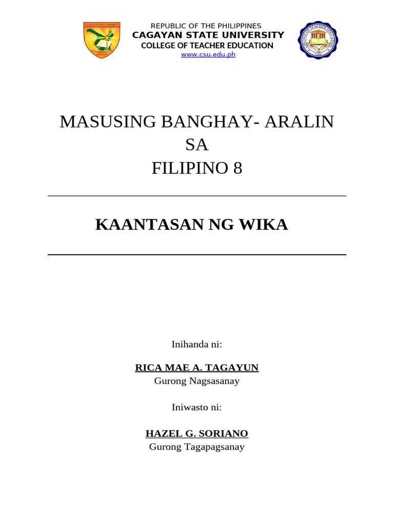 Tagayun, Rica Mae a. Kaantasan Ng Wika | PDF