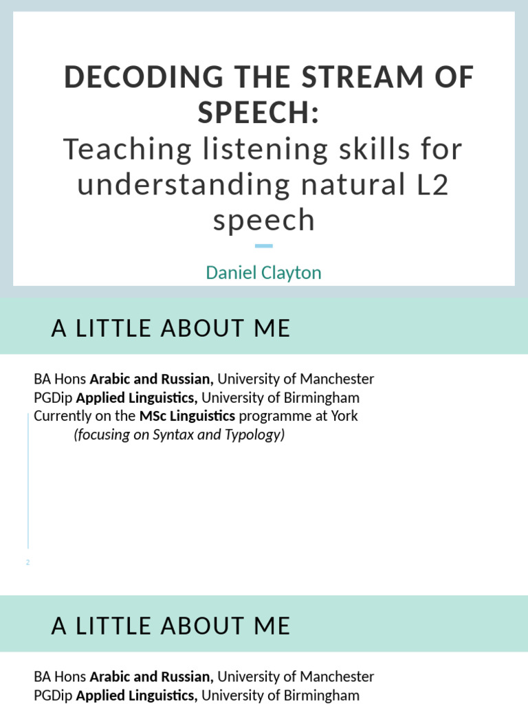 Decoding The Stream of Speech - Teaching Listening Skills For ...