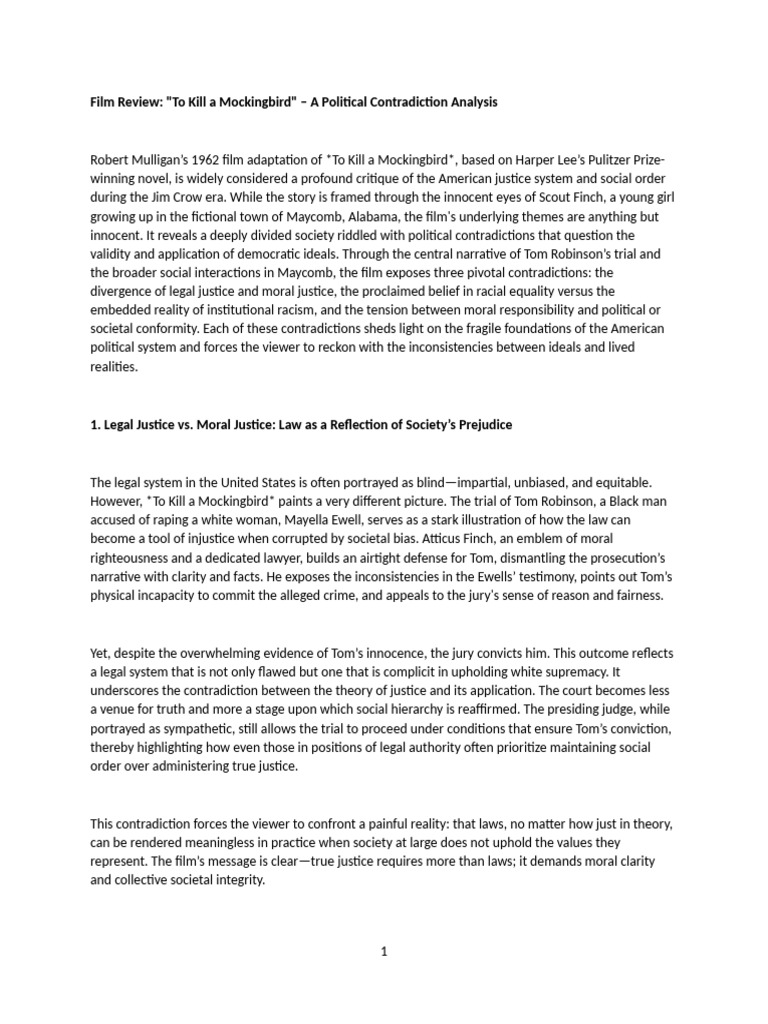 To Kill A Mockingbird Review | PDF | To Kill A Mockingbird | Justice