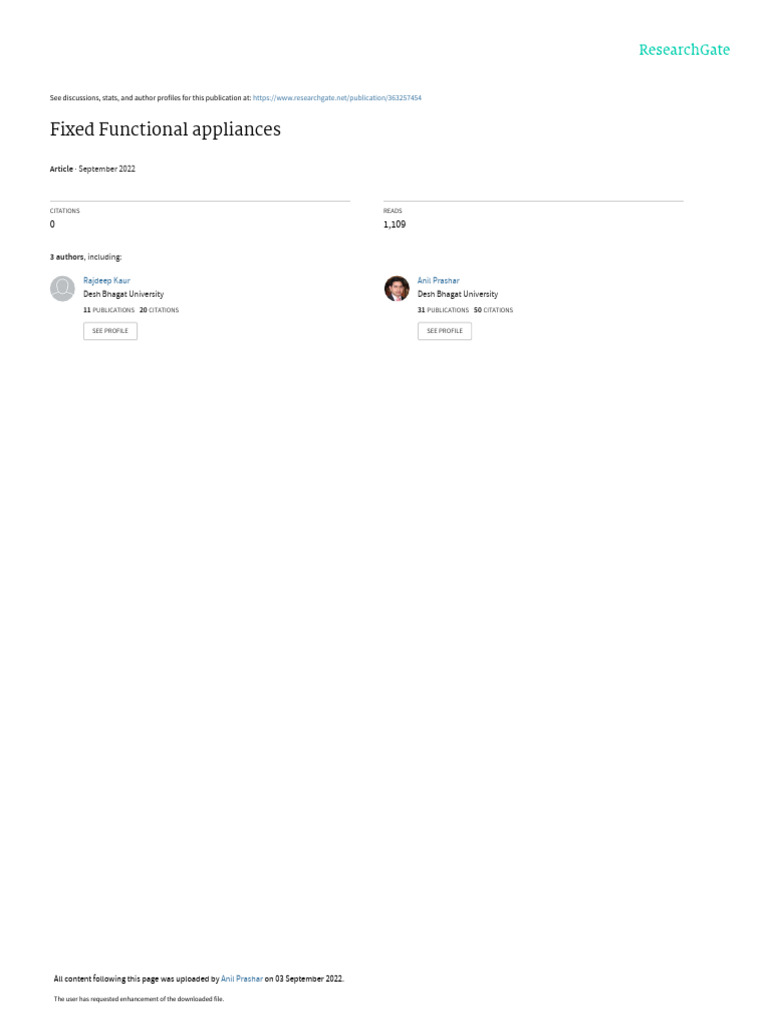 Fixed Functional Appliances | PDF | Orthodontics | Dentistry Branches