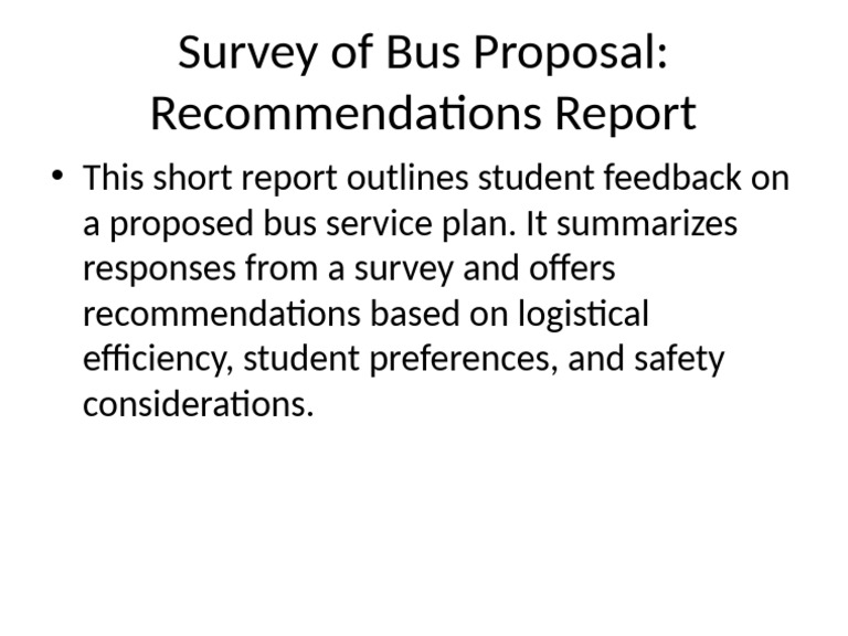 Bus Proposal Survey Report | PDF