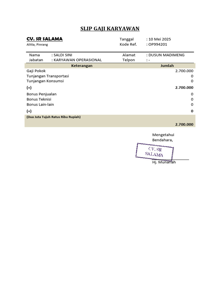 Slip Gaji Saldi | PDF