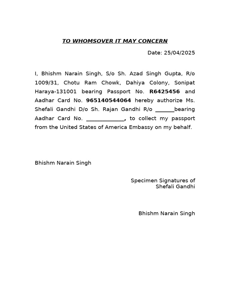 Authority Letter | PDF