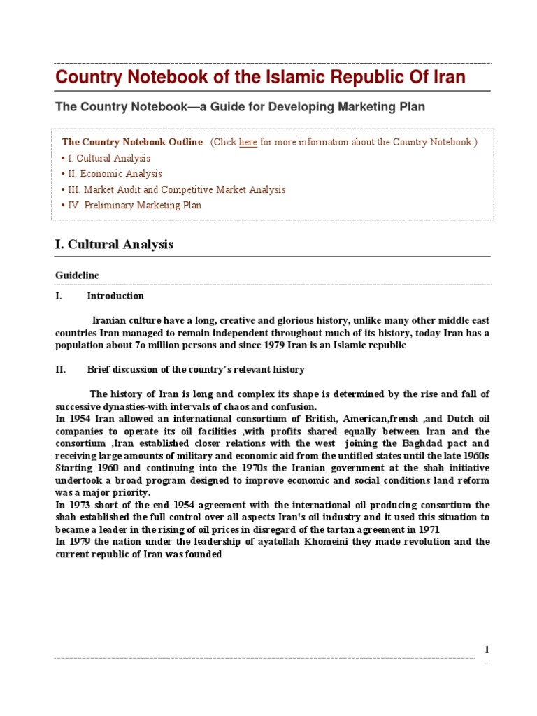 Country Notebook of The Islamic Republic of Iran | PDF | Marriage | Iran