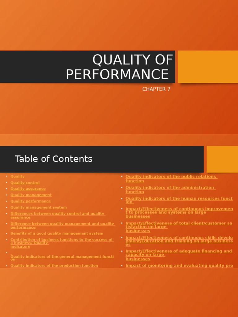 Understanding Quality Performance | PDF | Employment | Quality Management