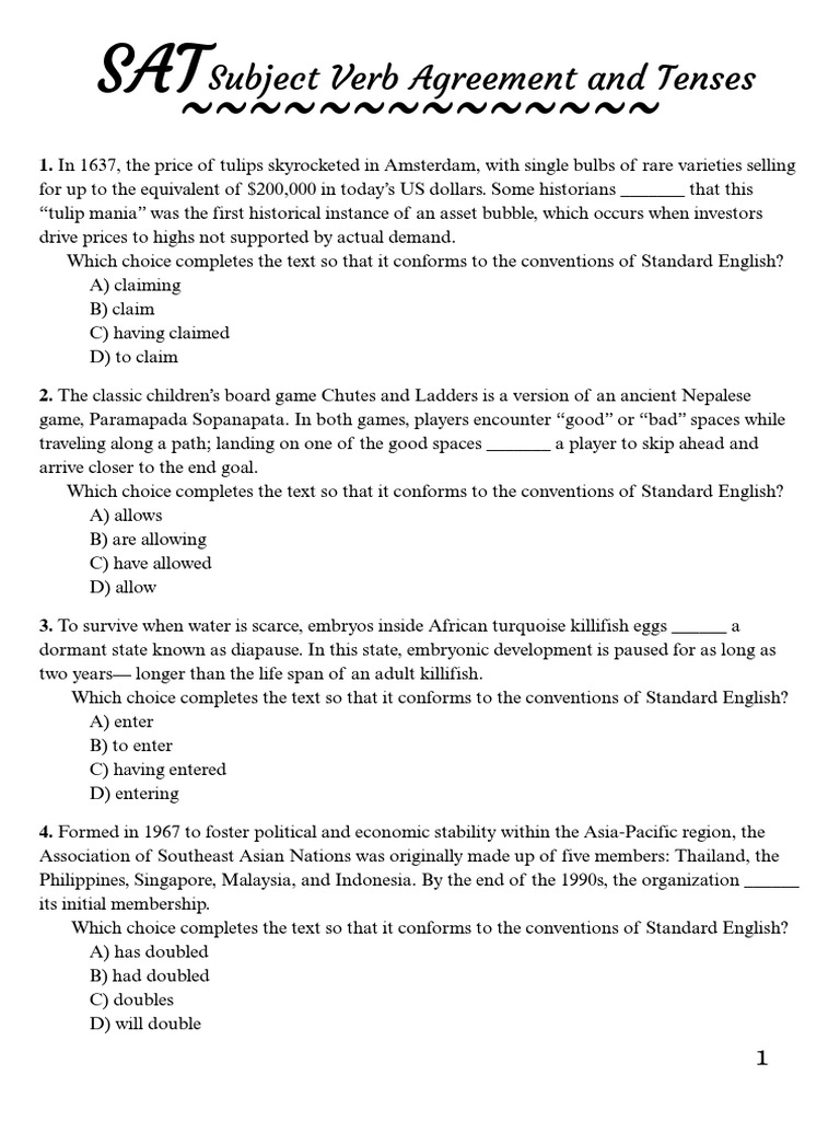 Subject-Verb Agreement Practice | PDF