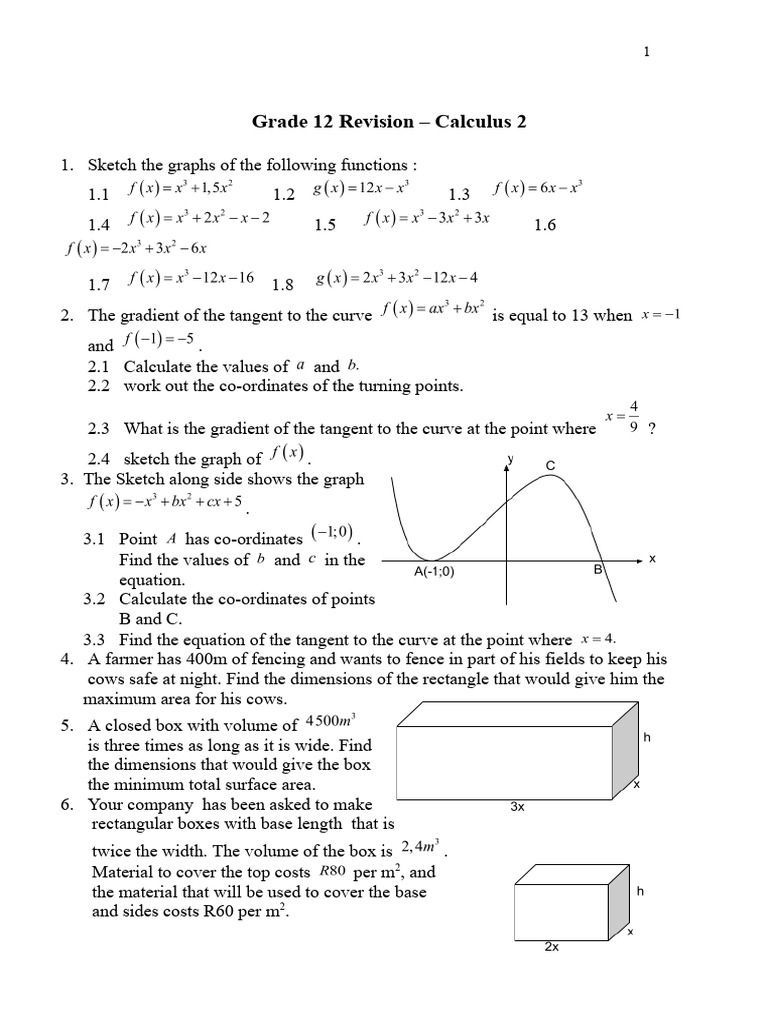 Grade 12 Calculus 2 Revision Guide | PDF | Area | Tangent