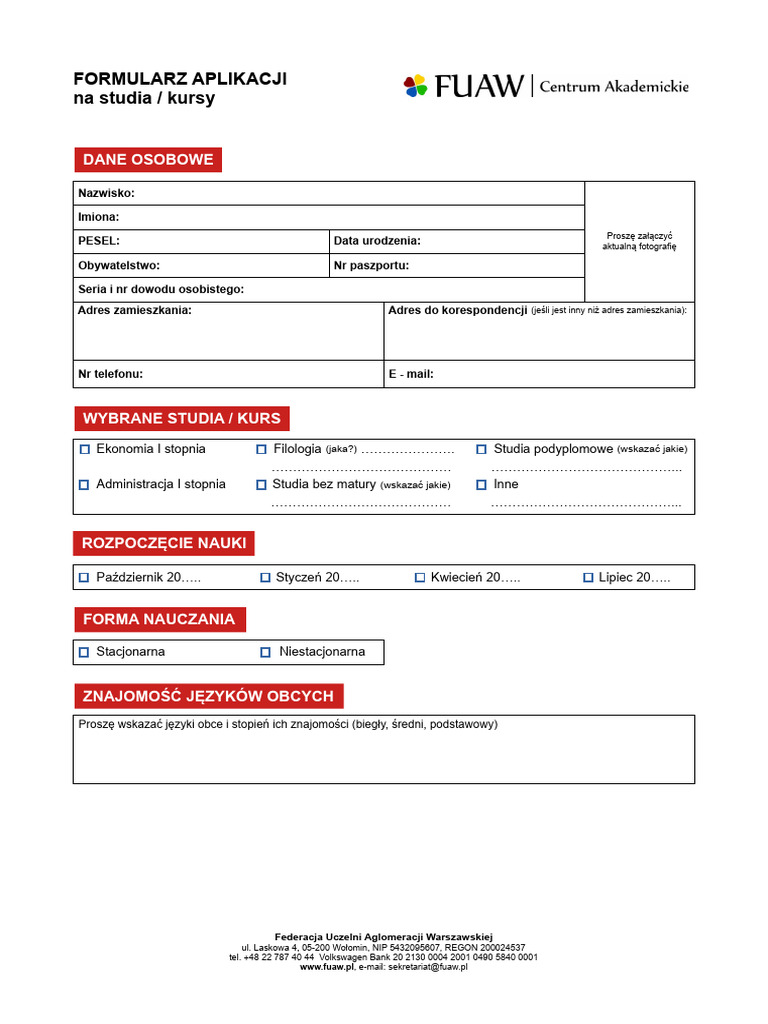 Formularz Aplikacji | PDF