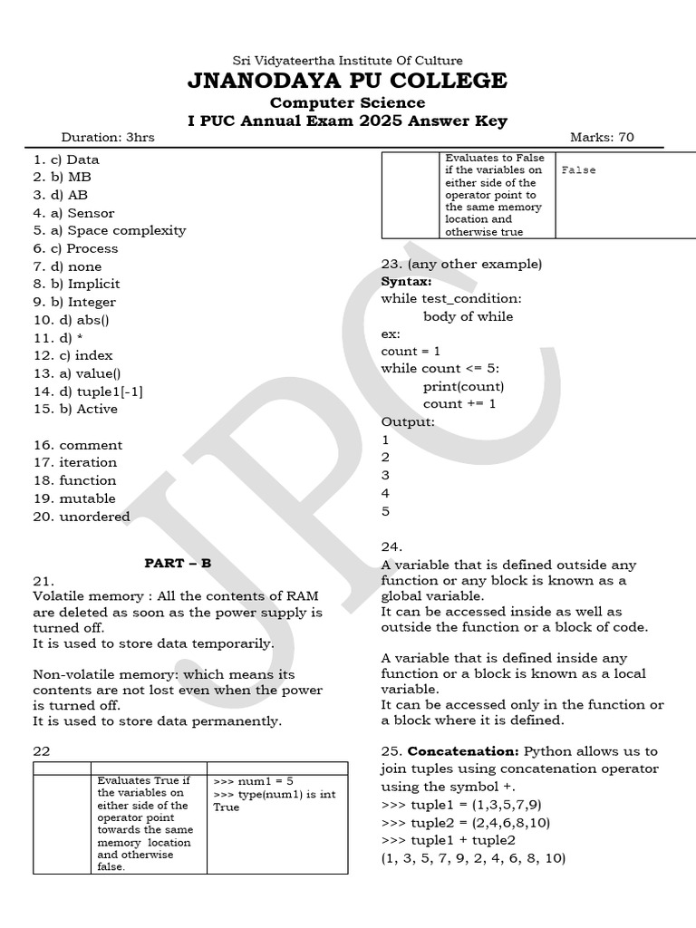 IPU Annual Exam Key Ans-2025 | PDF | Computer Data Storage | Graphical User Interfaces