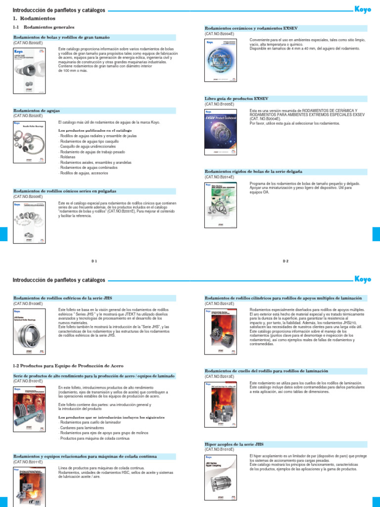 Koyo 11 Introduccción de Panfletos y Catálogos | PDF | Eje | Laminado (metalmecánica)