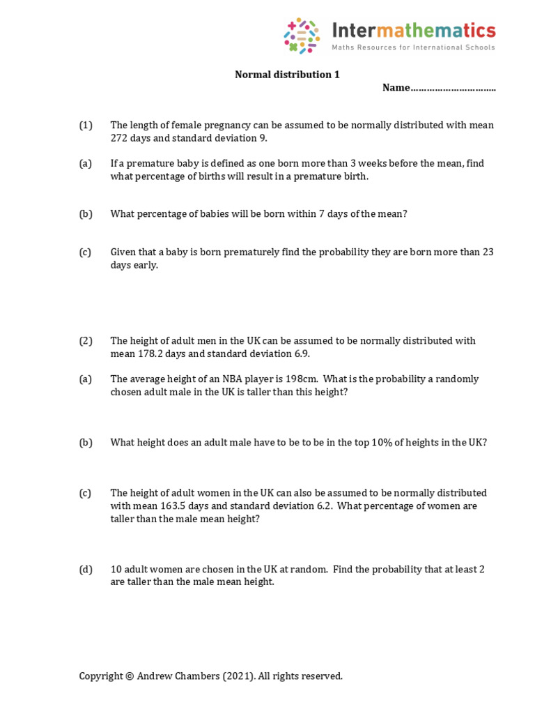 Applications Normal Distribution 1 | PDF