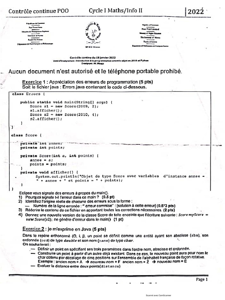 Enoncé CC 2021-2022 | PDF