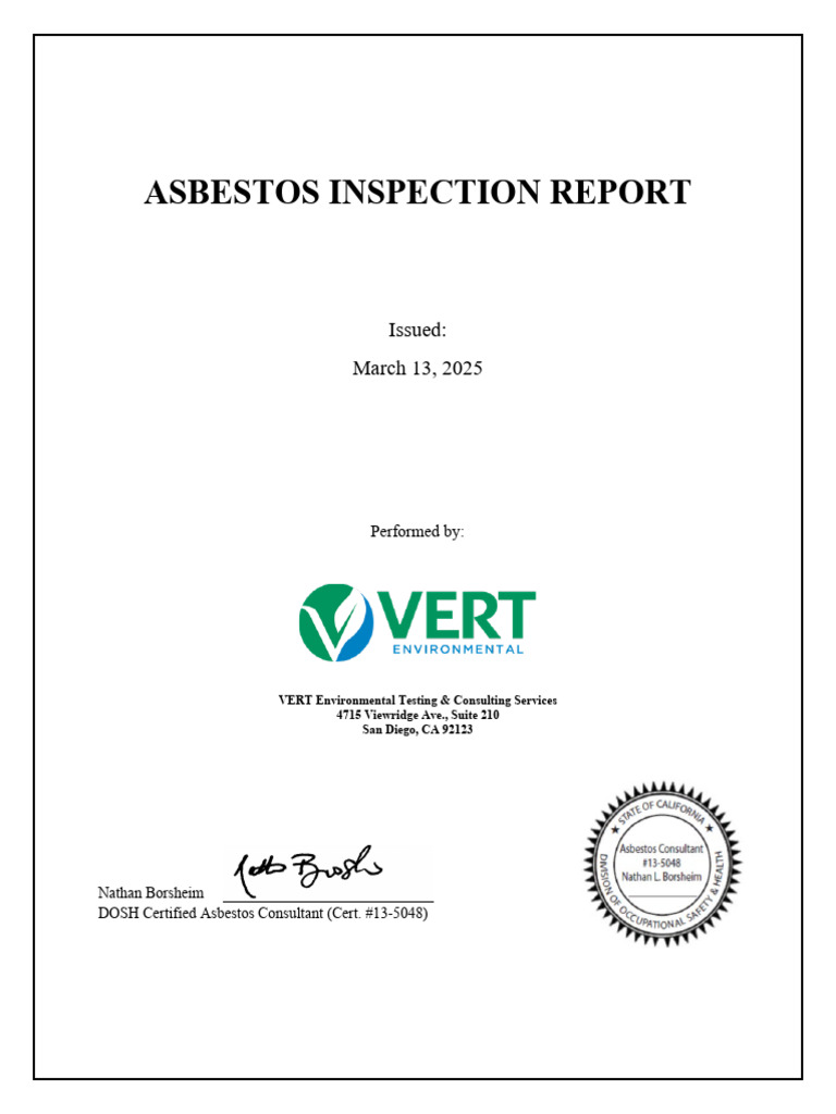 Royirwan Amat - FINAL - Asbestos Inspection Report 2 | PDF | Asbestos ...