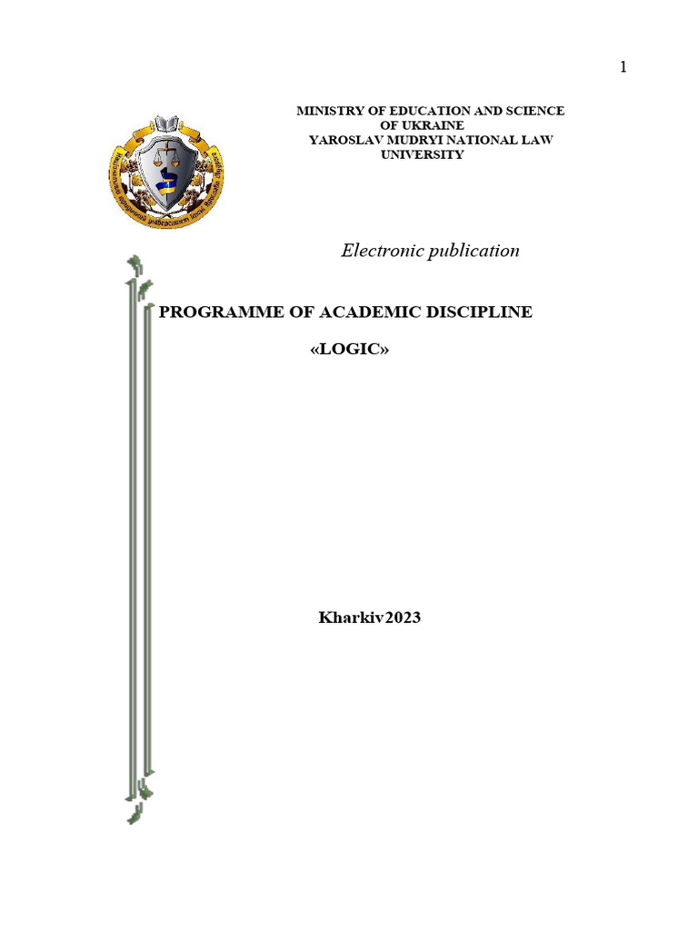 Programme of Academic Discipline Logic | PDF | Logic | Thought
