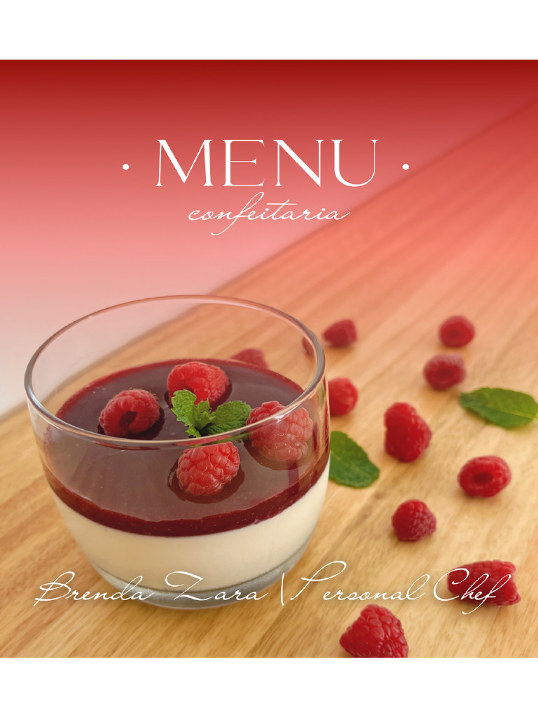 Menu Confeitaria Brenda Zara Personal Chef | PDF