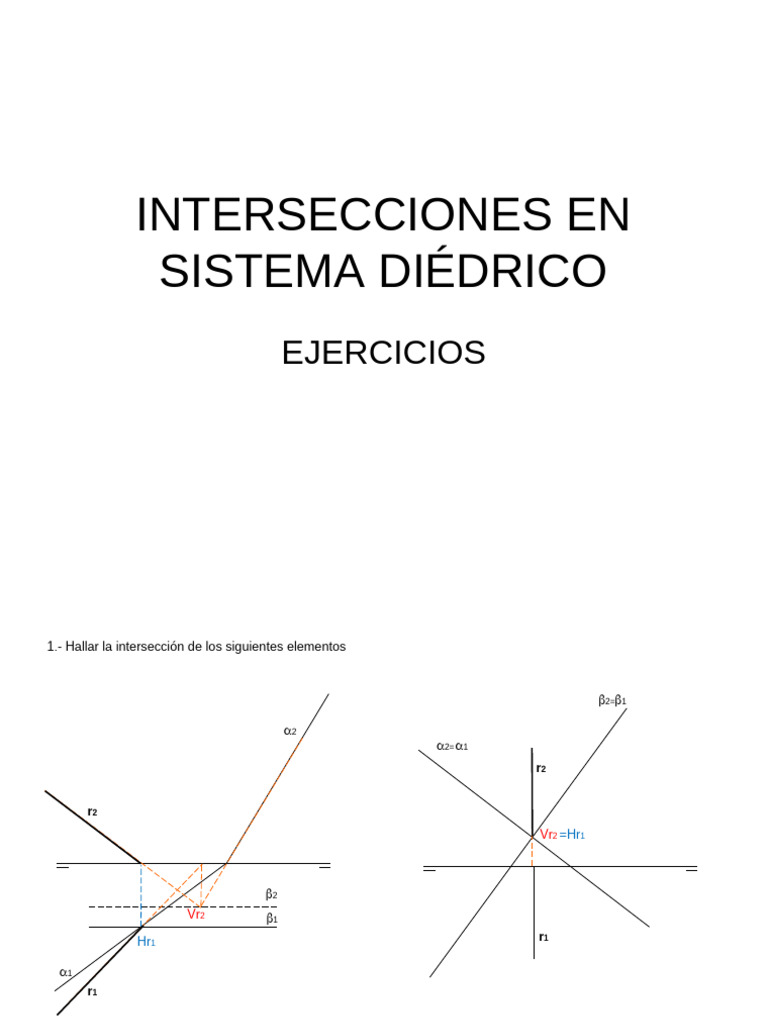 Ejercicios Resueltos Intersecciones Rectas - Planos en Diédrico | PDF | Línea (geometría ...