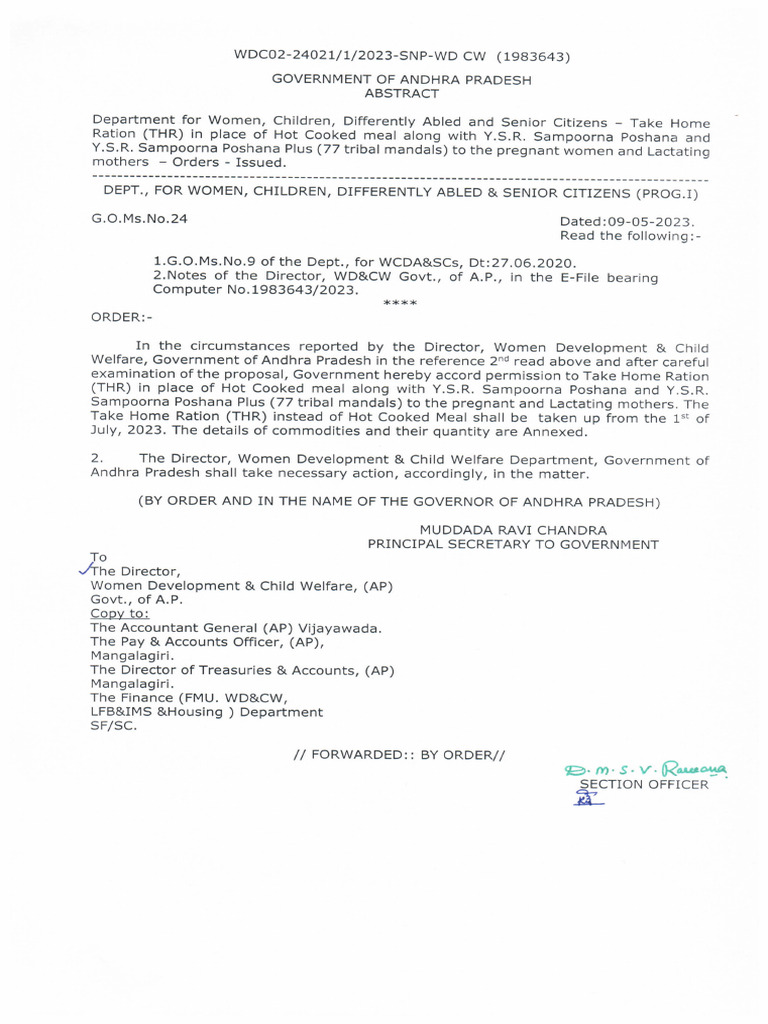 Take Home Ration G.O | PDF