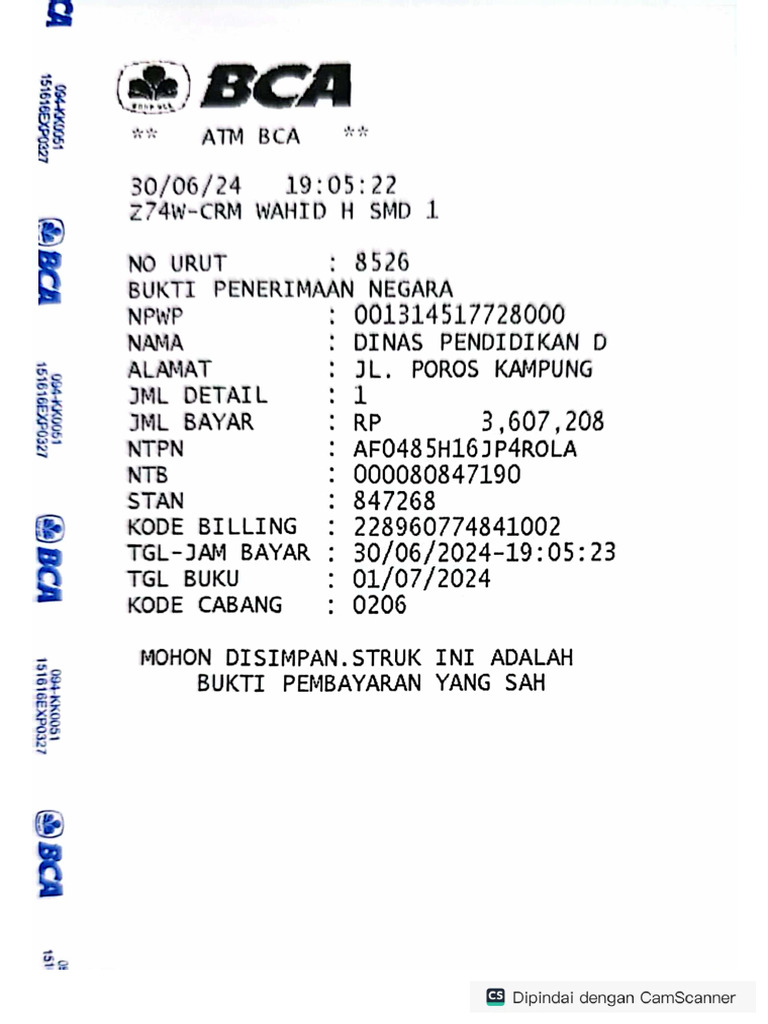 Bukti Bayar Pajak Sdn004 Datah Bilang | PDF