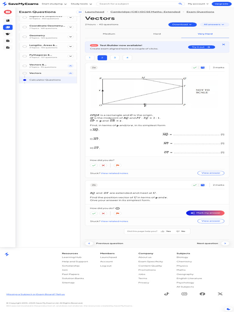 Vectors Cambridge (CIE) IGCSE Maths Extended Exam Questions & Answers 2023 (PDF) | PDF ...