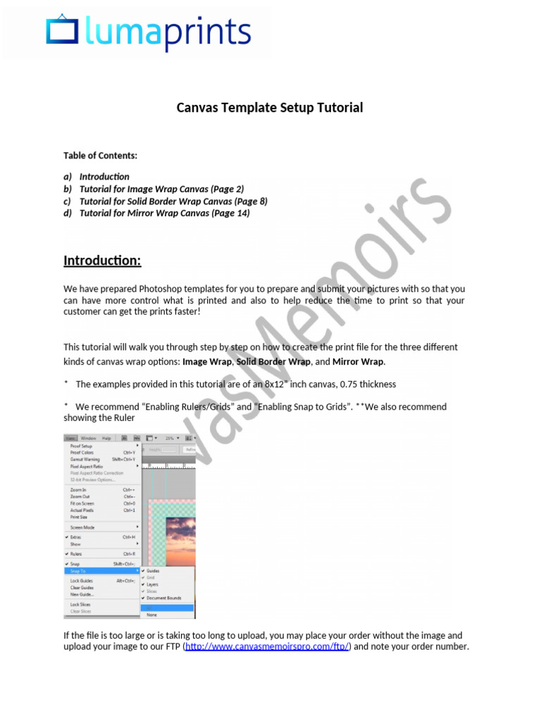 Mirror Wrap Canvas Setup Guide | PDF | Adobe Photoshop | Graphics