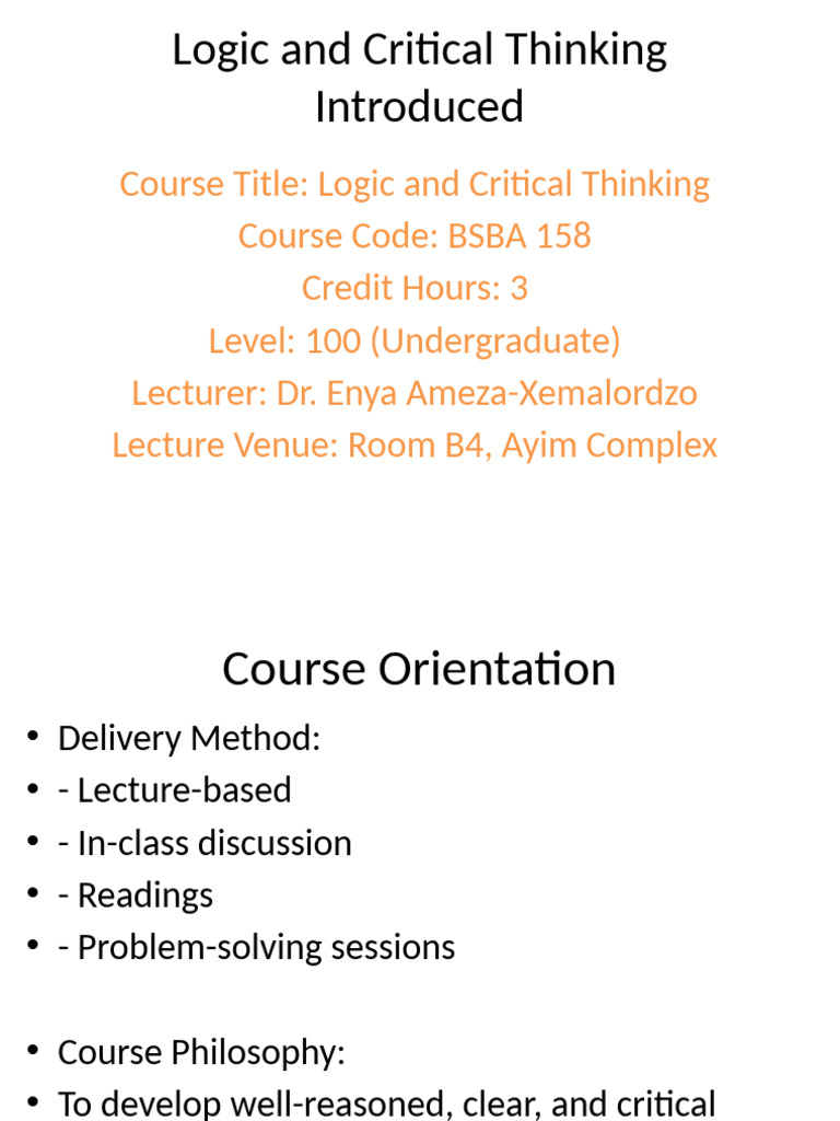 Logic and Critical Thinking PreCourse | PDF | Argument | Logic